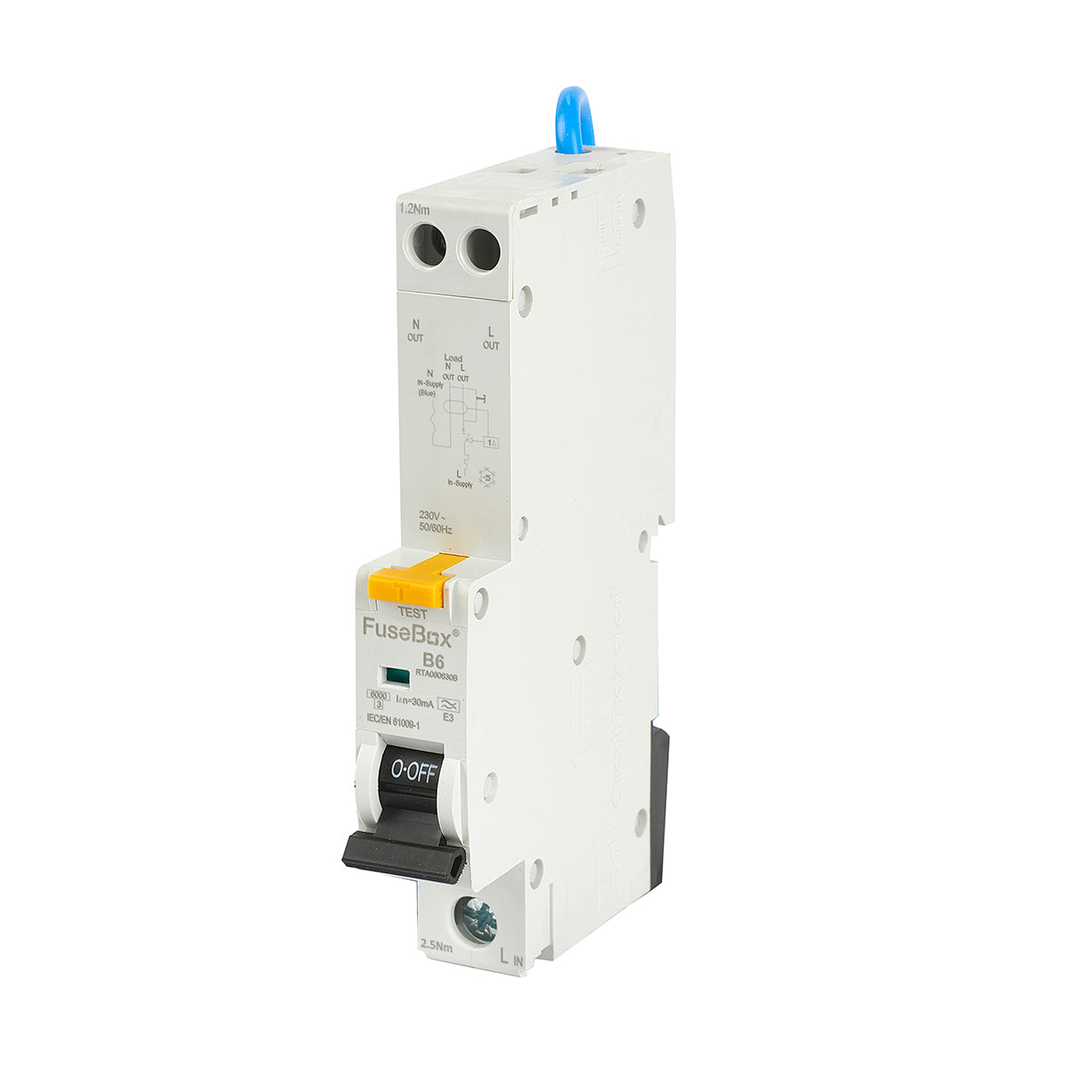 FuseBox RTA060630B RCBO SPN 6A with Type A protection and 6kA breaking ...